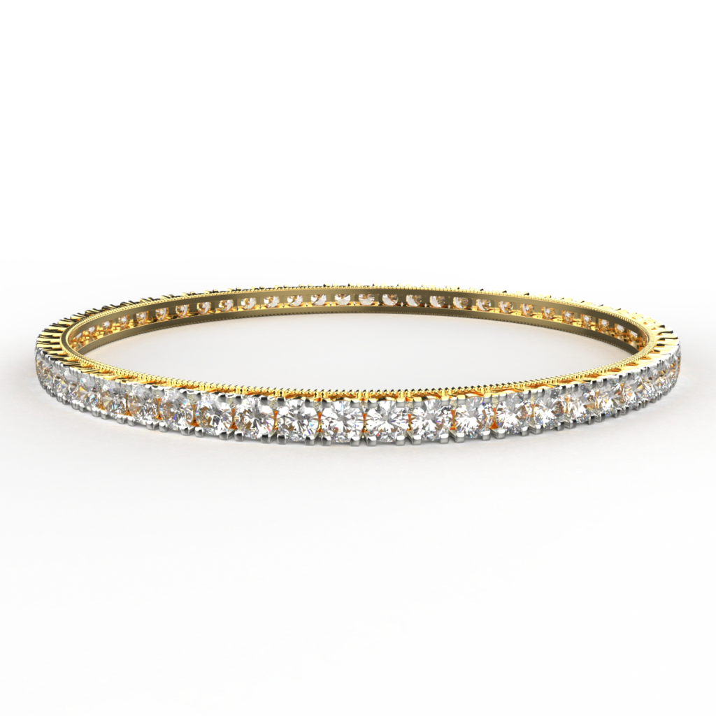 Gold Running Diamond Bangle, 14k, Lab Grown Diamonds - Avarta